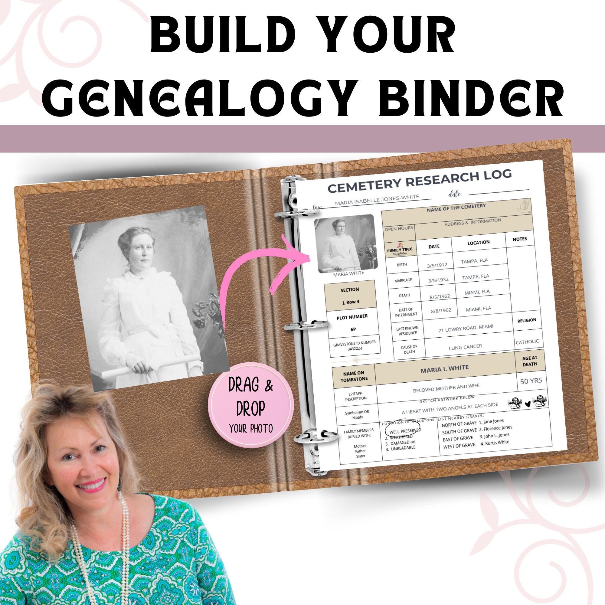 Cemetery Research Log Genealogy Record Sketch Ancestor Template Burial ...