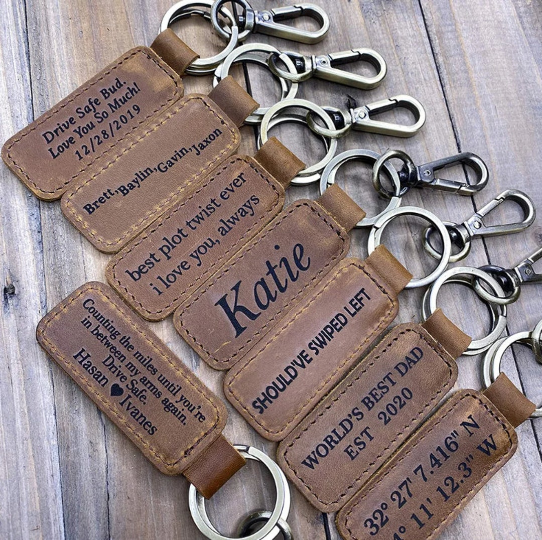 Personalized Leather Keychain, Customized Keychain, Custom Leather Key ...