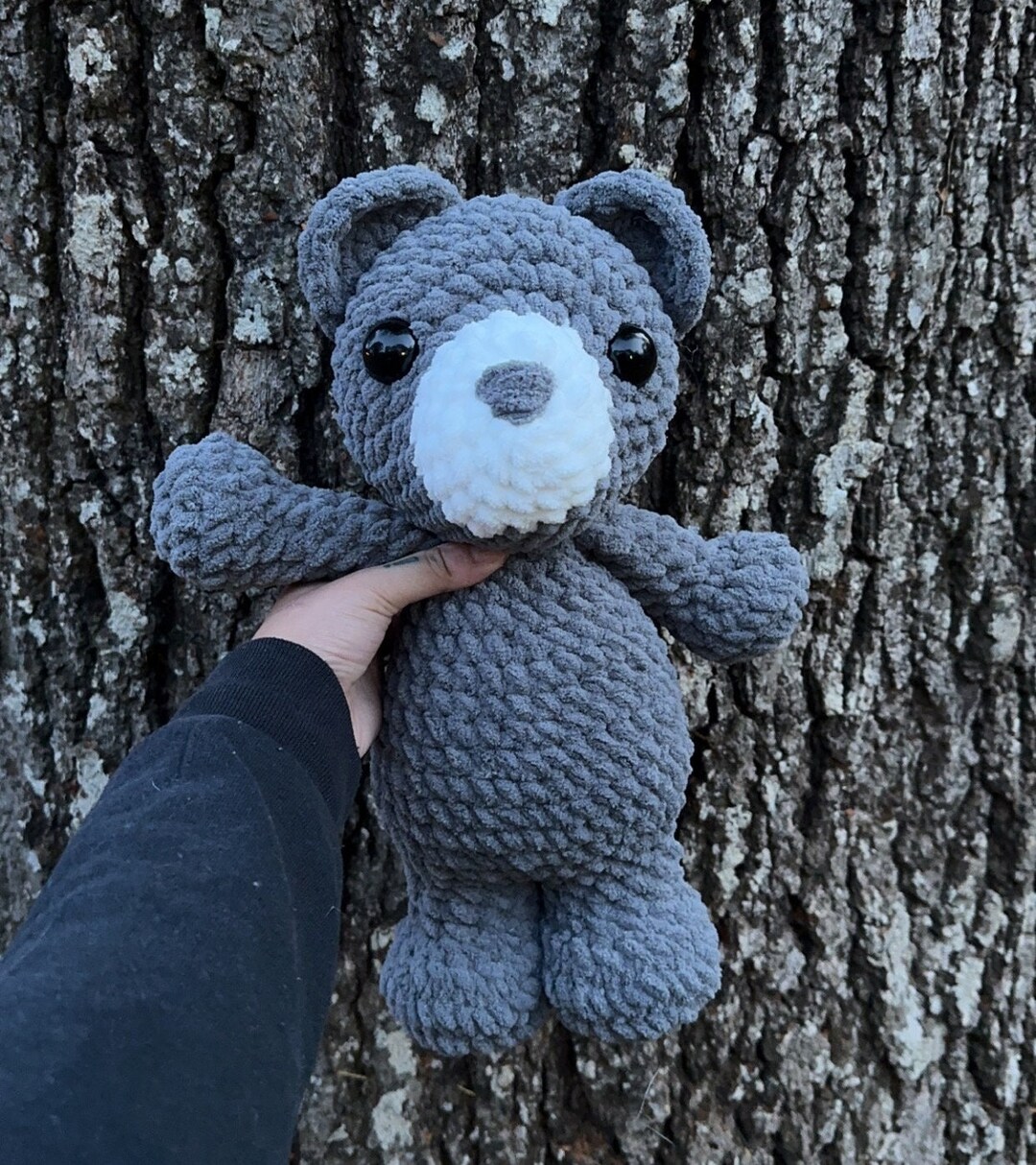Crocheted Gray Bear - Etsy