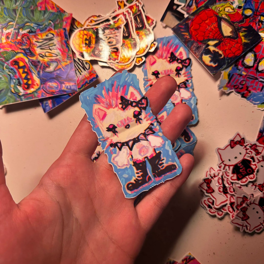 PUNK Hello Kitty Mood Sticker From Sketchbook Cutie Vibes Ahhaha - Etsy