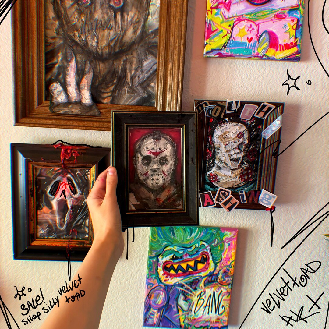 Friday 13 Jason Voorhees Horror Movie X Art With Brown Vintage Frame ...