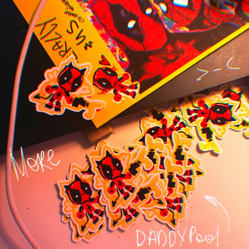 DEADPOOL Devil Mood Stickers From Sketchbook Love Hate Vibes Ahhaha - Etsy