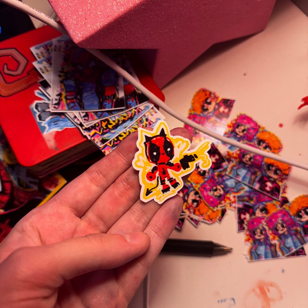 DEADPOOL Devil Mood Stickers From Sketchbook Love Hate Vibes Ahhaha - Etsy