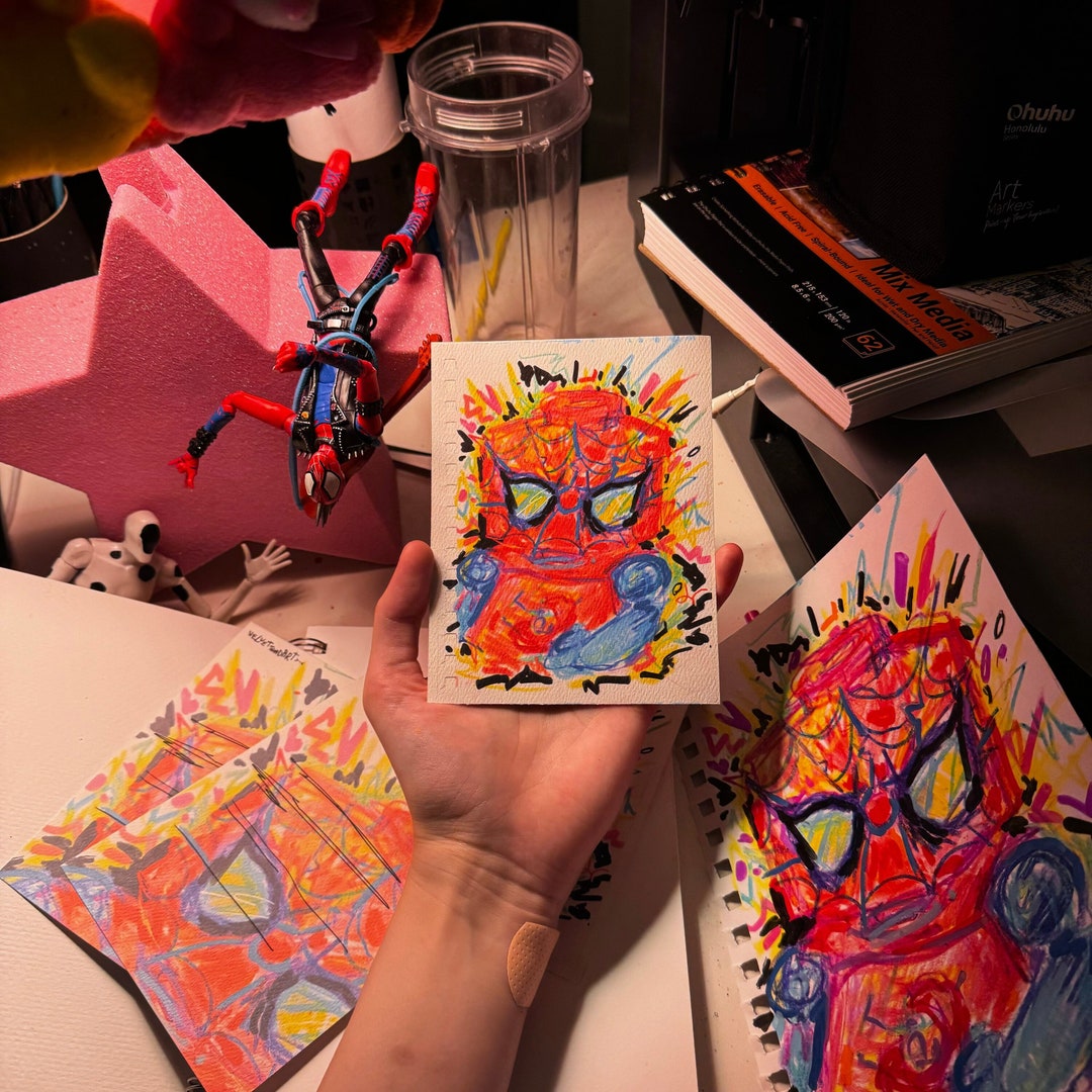 SILLY Very Colorful Spider-man Cutie Postcard Waaaaa Spiderverse Vibes ...