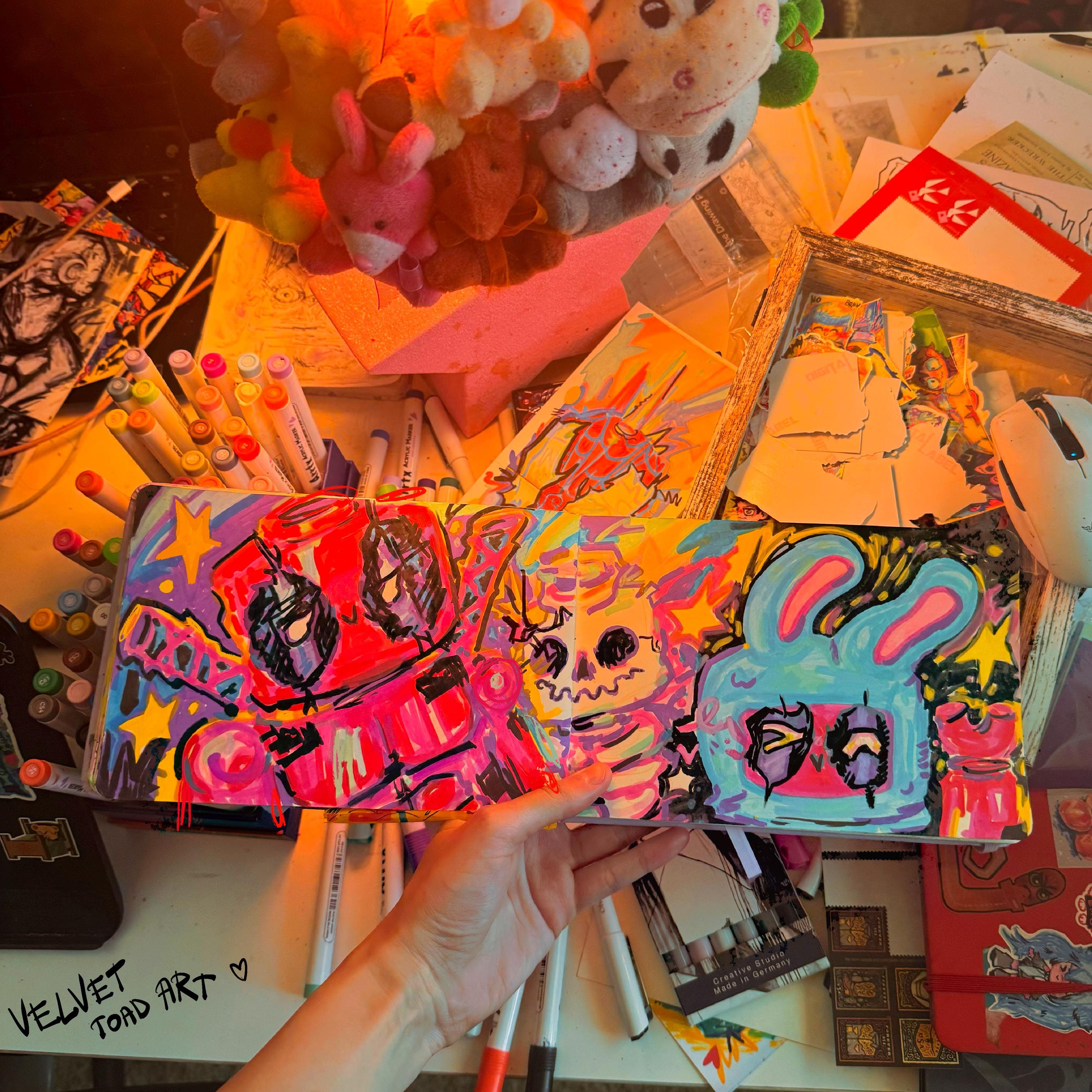 Small PRINT Deadpool BUNNY SUPERSTAR From Sketchbook X Silly Colorful ...
