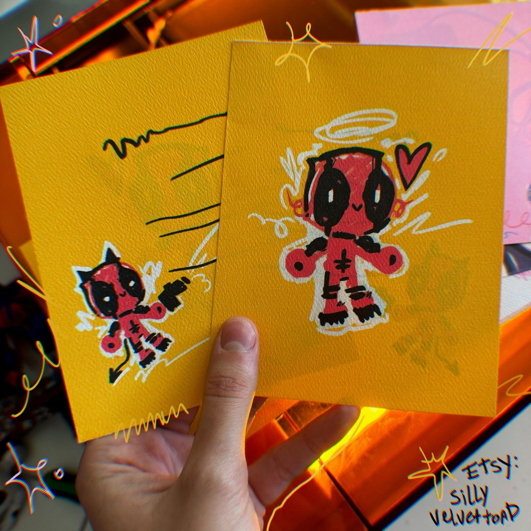 Deadpool Postcard: Silly Kawaii Fan Art - Etsy