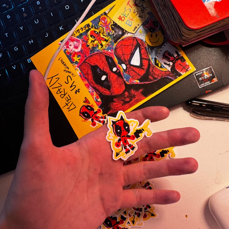 DEADPOOL Devil Mood Stickers From Sketchbook Love Hate Vibes Ahhaha - Etsy