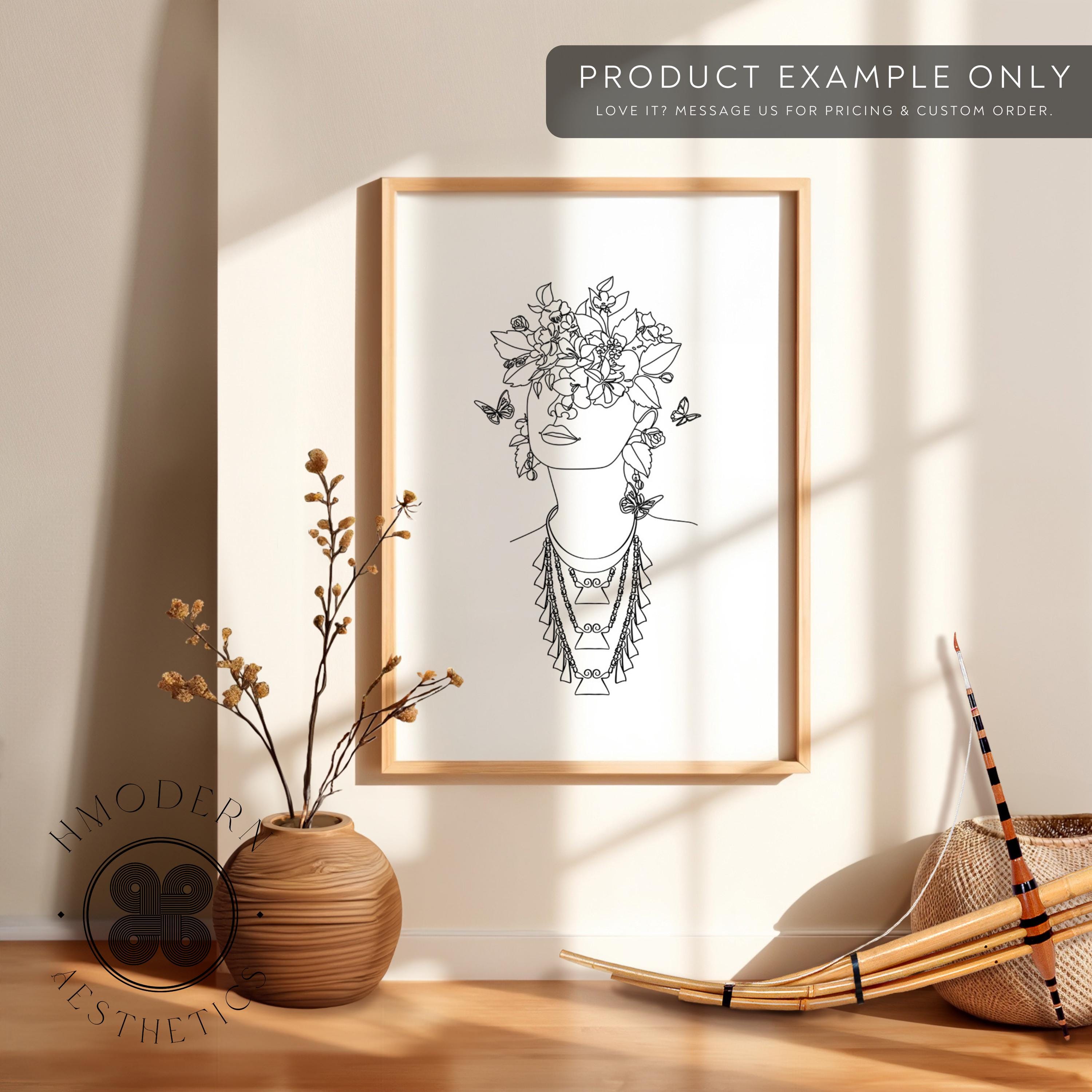 Modern Hmong Minimal Continuous Line Art | Woman Girl Butterflies ...