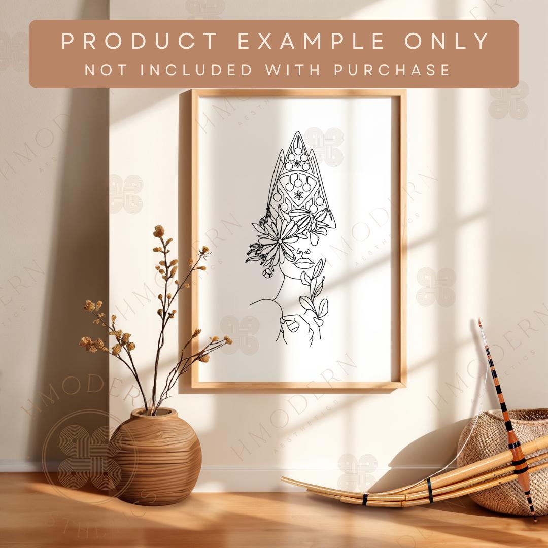 Hmong Woman Minimal Continuous Line Art, Princess Hat Floral Flowers ...