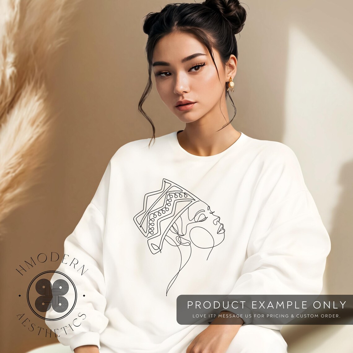 Modern Hmong Minimal Continuous Line Art | Woman Girl Side Portrait ...