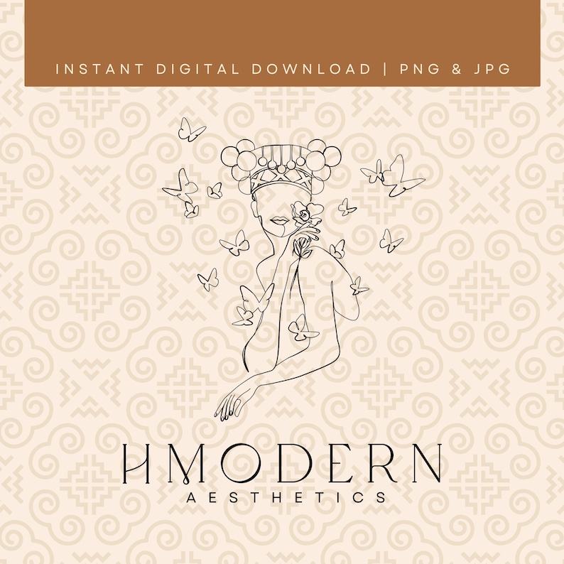 Modern Hmong Minimal Continuous Line Art | Woman Girl With Butterflies ...