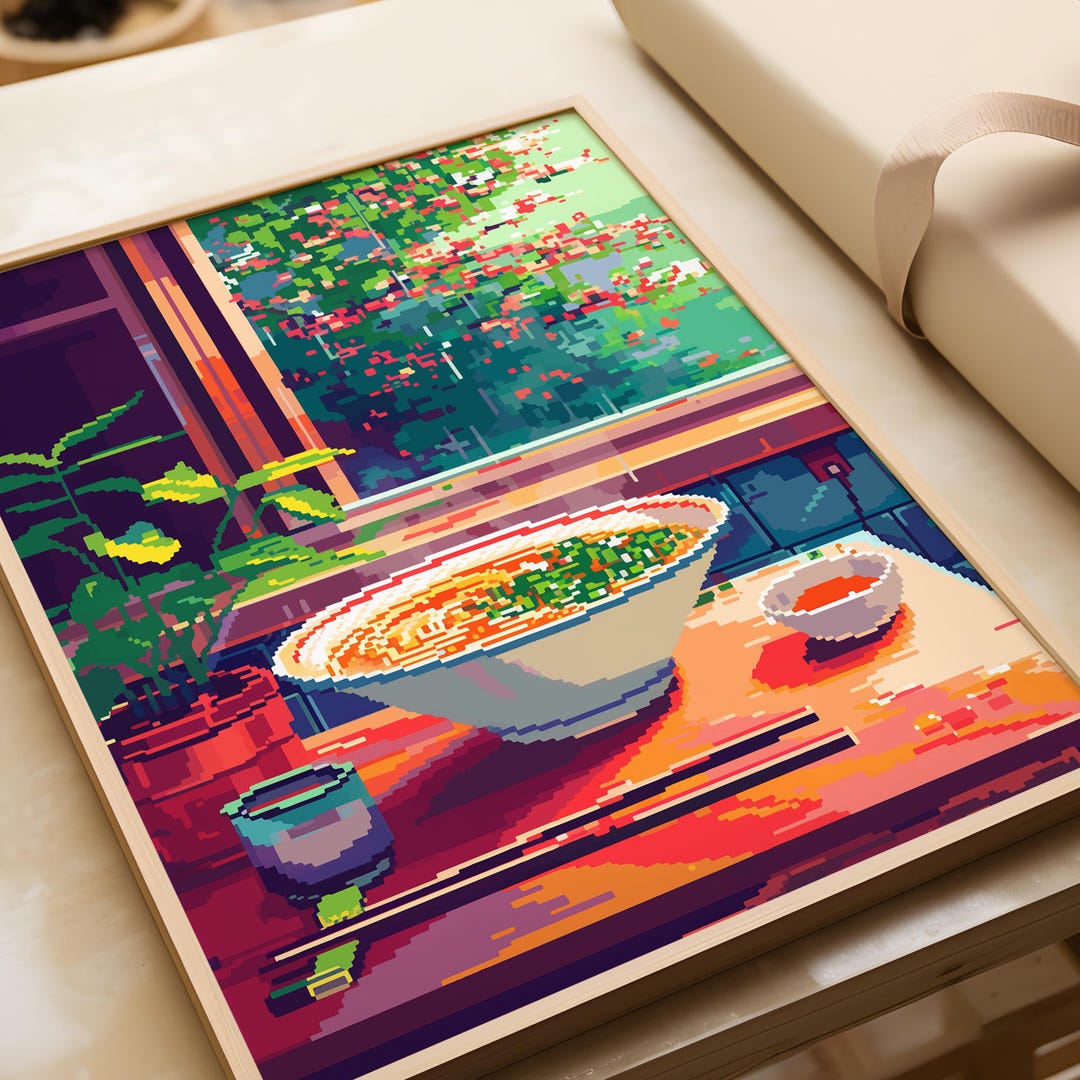 Ramen Poster, Ramen Art Print, Pixel Art Print, Ramen Lover Art, Ramen ...