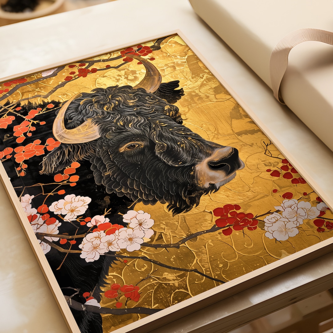 Japan Bull Art, Japanese Bull Print, Japanese Bull Art, Bull Gallery ...