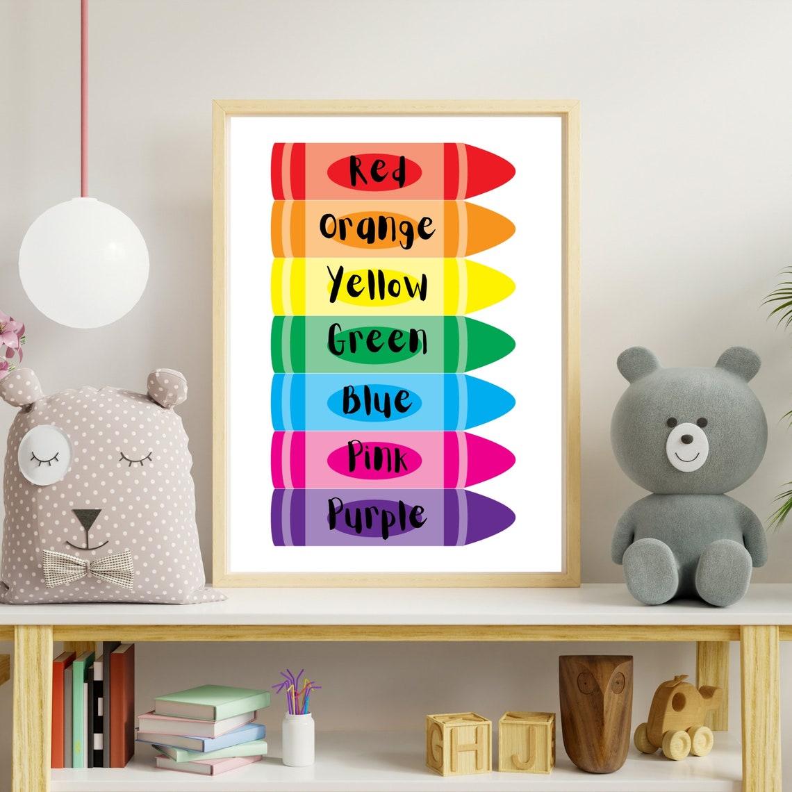 Coloured Crayons Wall Art, Homeschool Art, Kids Poster, Classroom ...