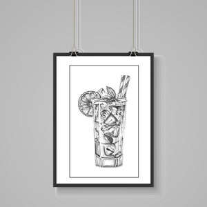 Set of 3 Printable Cocktail Art, Digital Download, Kitchen Prints ...