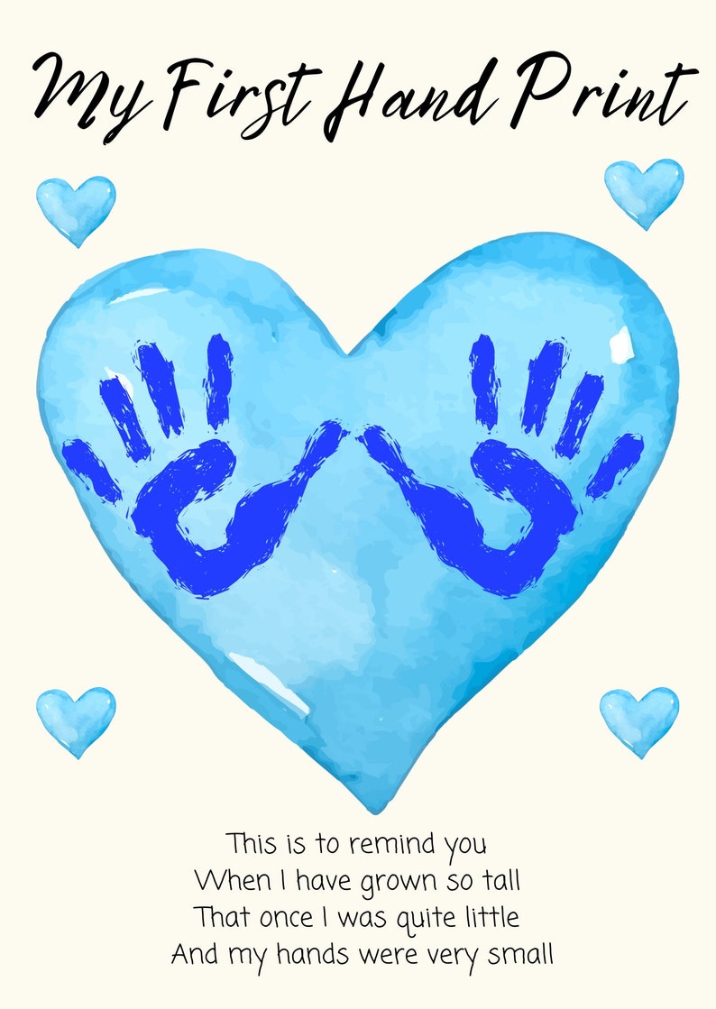 Newborn Handprint Art Work, Printable Gift, Newborn Gift, Baby DIY ...