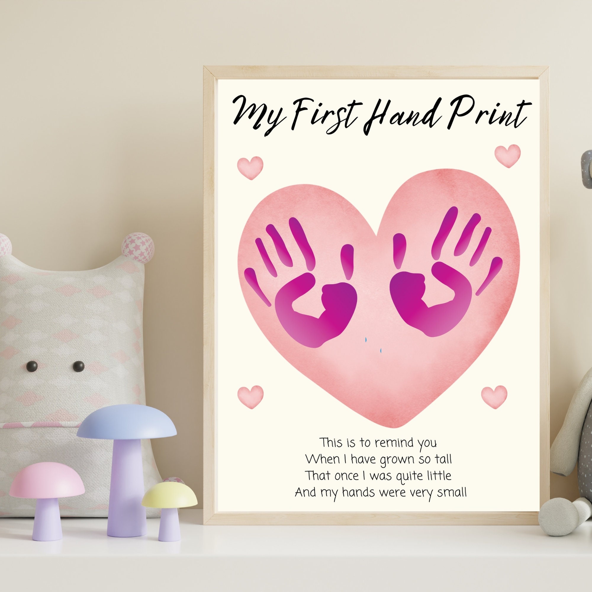 Newborn Handprint Art Work, Printable Gift, Newborn Gift, Baby DIY ...