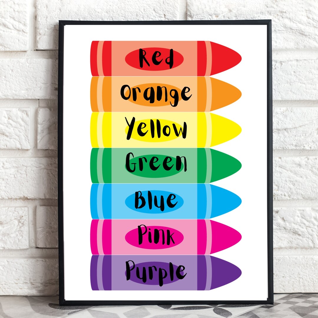 Coloured Crayons Wall Art, Homeschool Art, Kids Poster, Classroom ...
