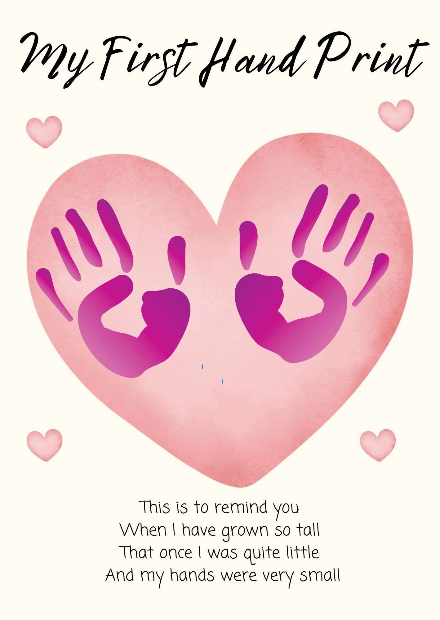 Newborn Handprint Art Work, Printable Gift, Newborn Gift, Baby DIY ...