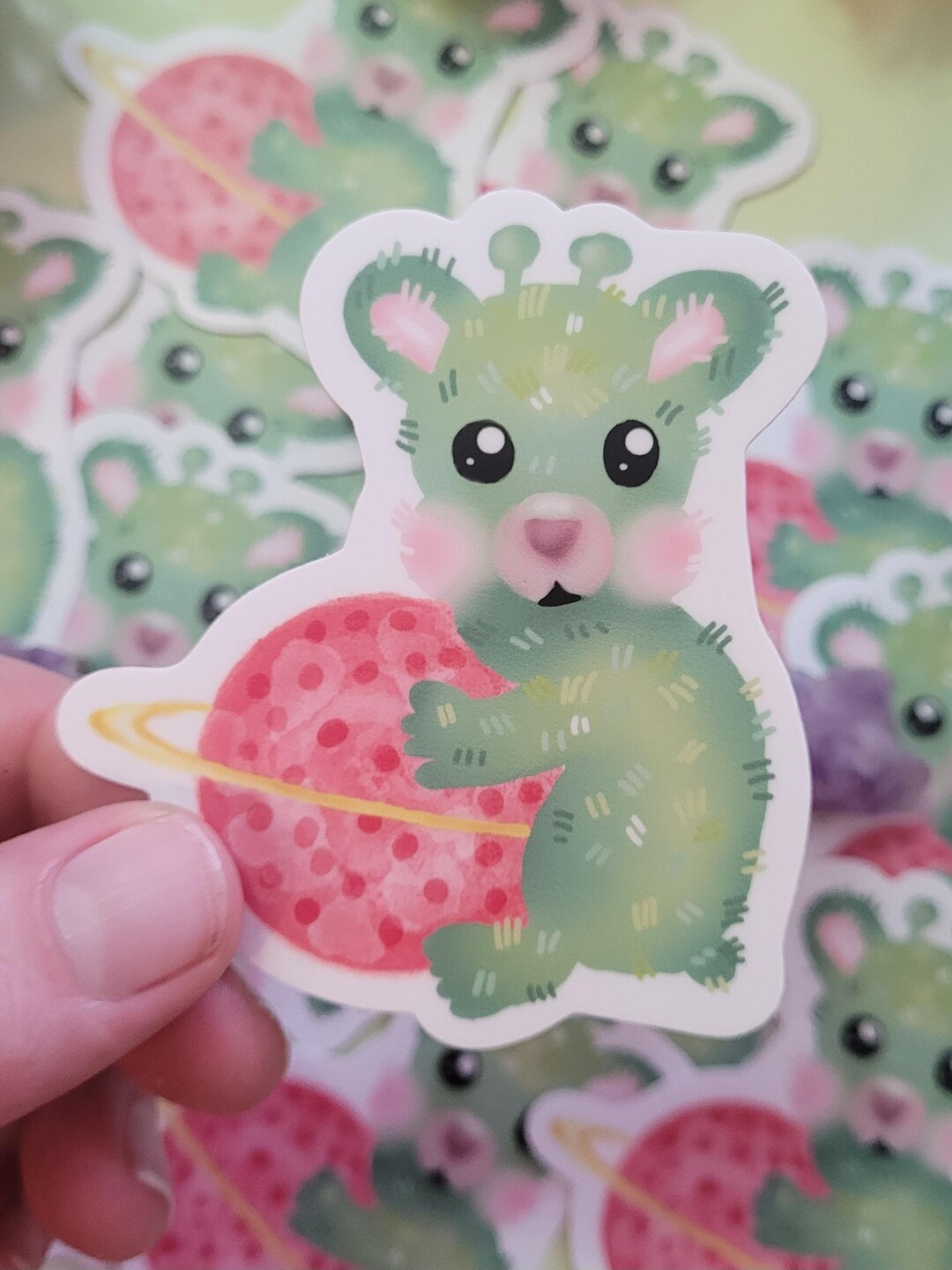 Kawaii Cosmic Alien Bear Vinyl Sticker Waterproof, UV Resistant ...