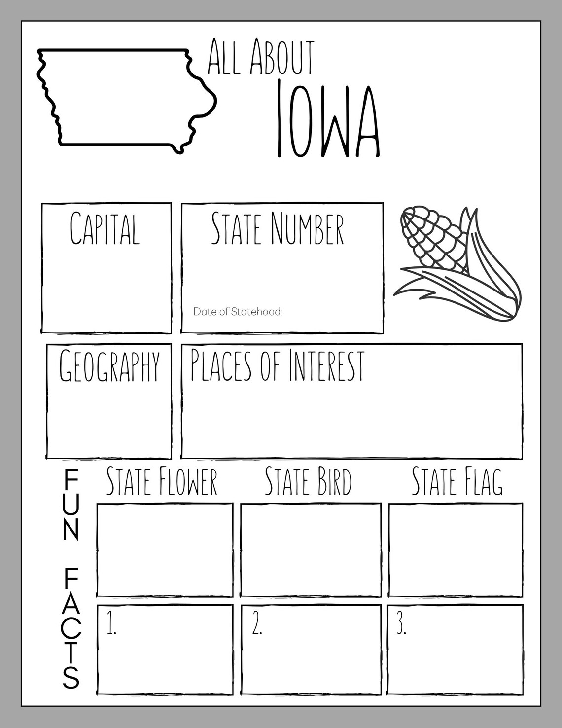 50 States Info Worksheets *instant Download* - Etsy