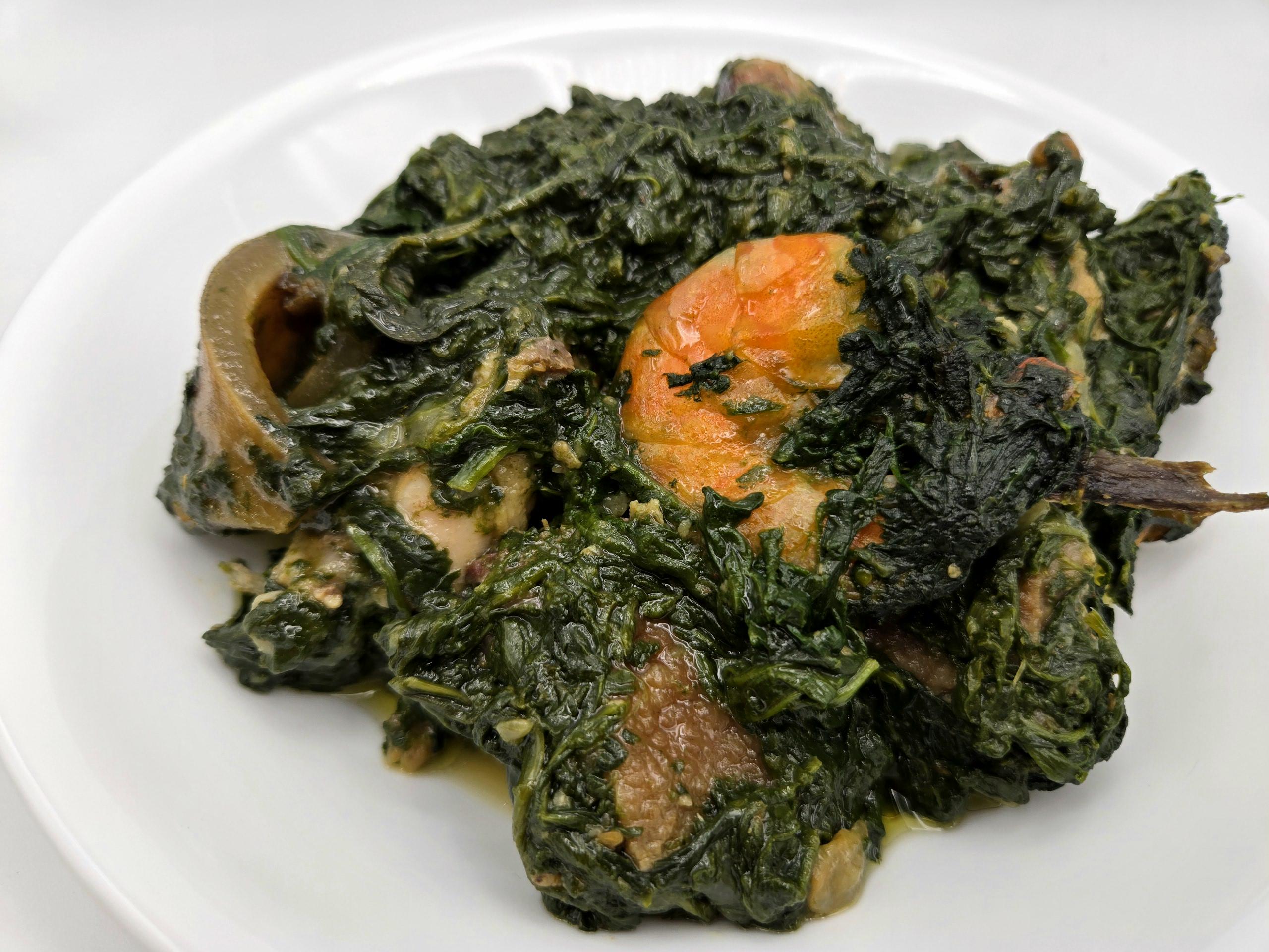 Fried Spinach Cow Skin Dried Chicken Dried Fish West African Food ...