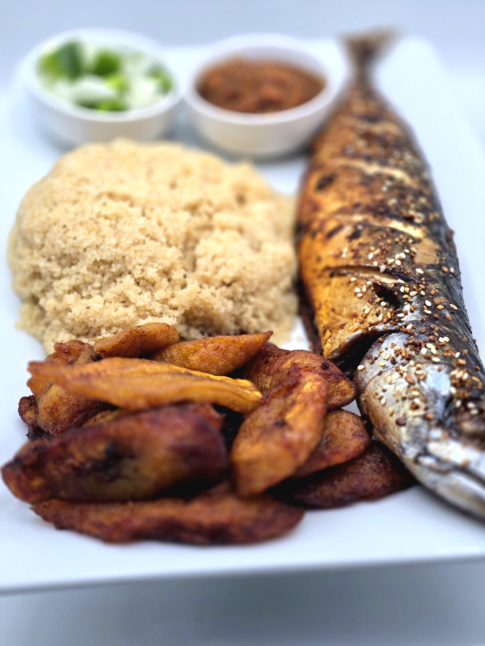 Fish, Fried Plantain, and Attieke | African Food | Liberian Food | - Etsy