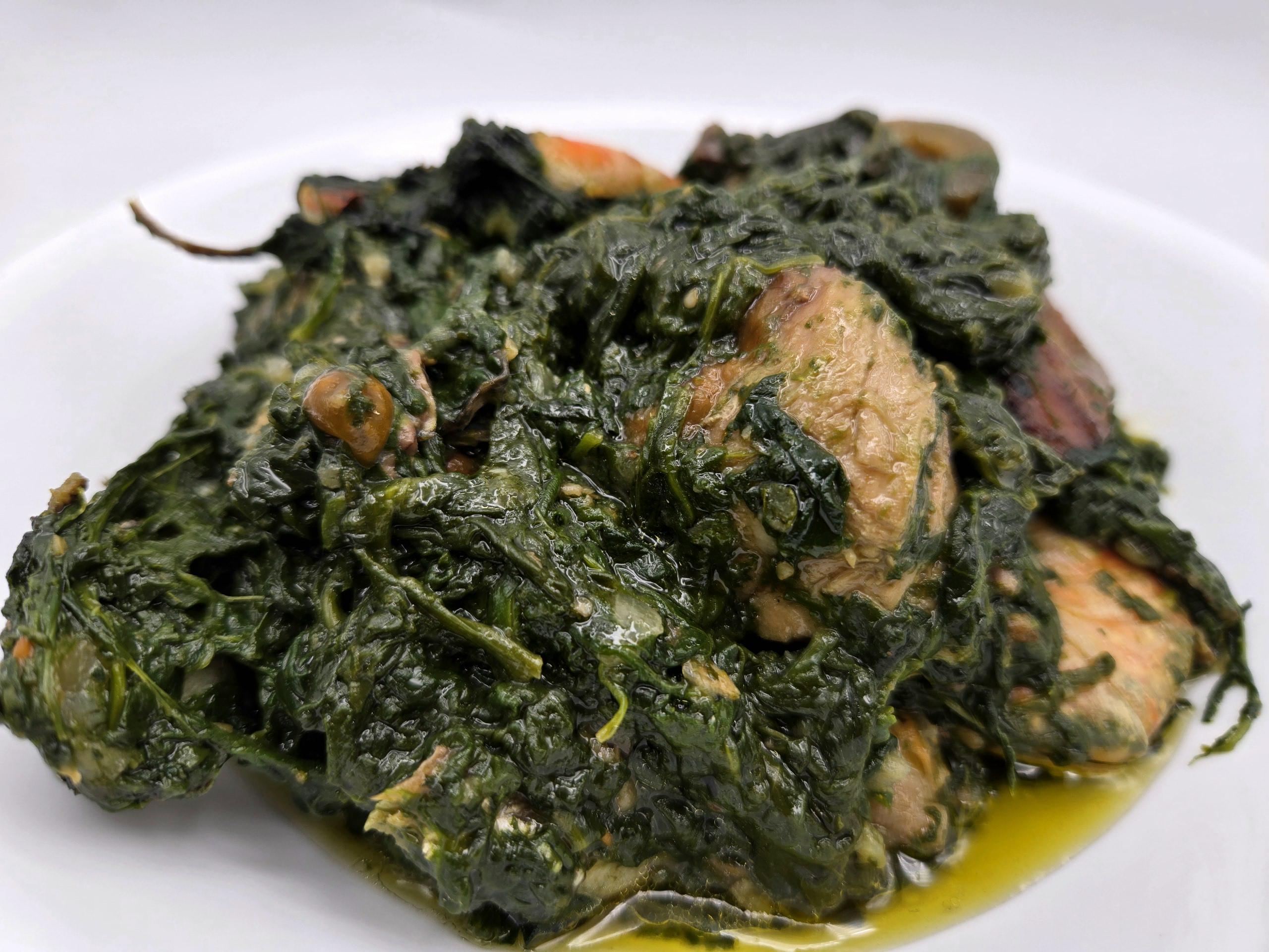 Fried Spinach Cow Skin Dried Chicken Dried Fish West African Food ...