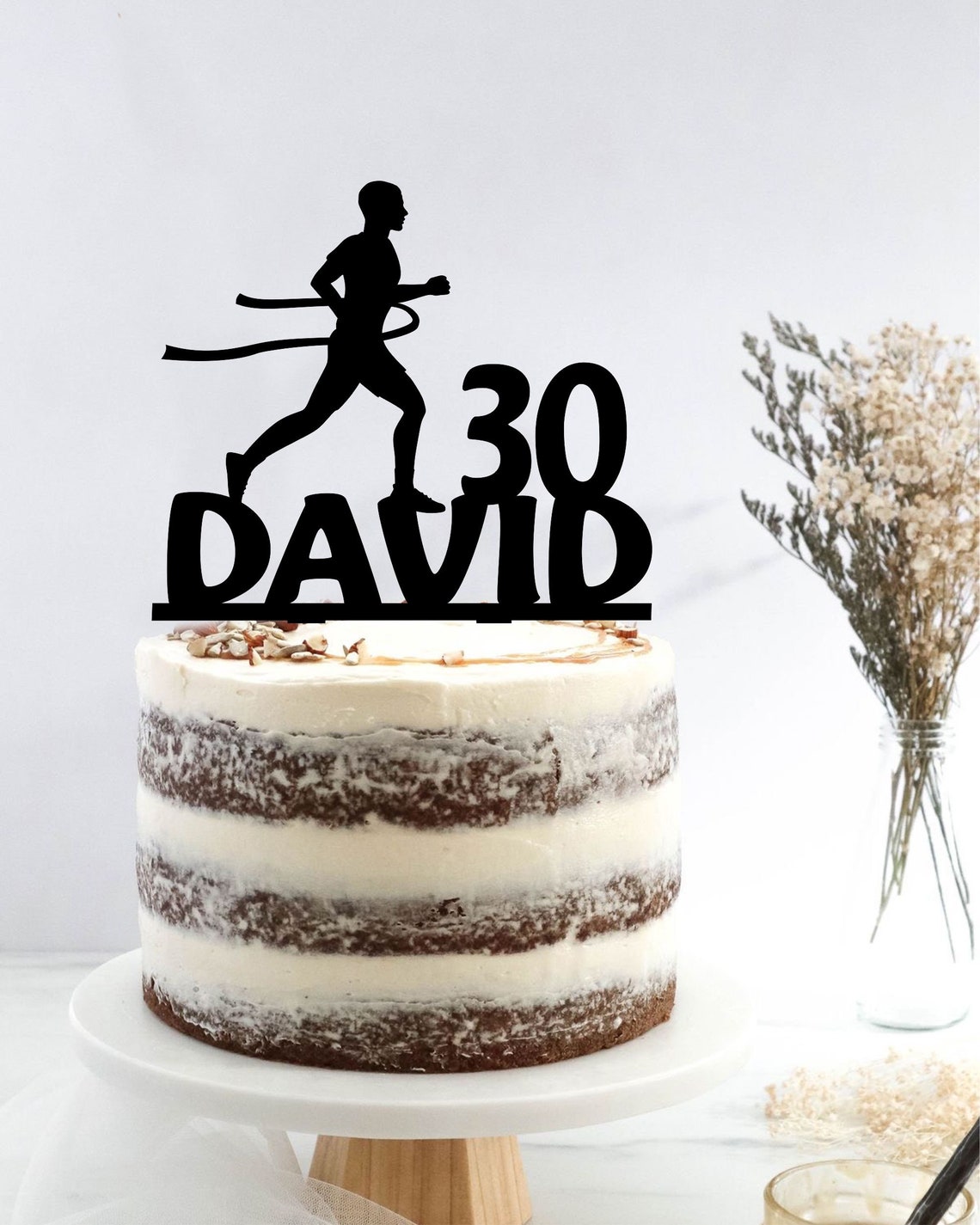 Male Runner Birthday Cake Topper, Custom Running Man Cake Topper ...