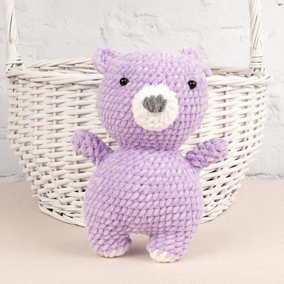 Lilac Crochet Bear Toy, Cute Bear Plushie, Handmade Gift for Baby - Etsy