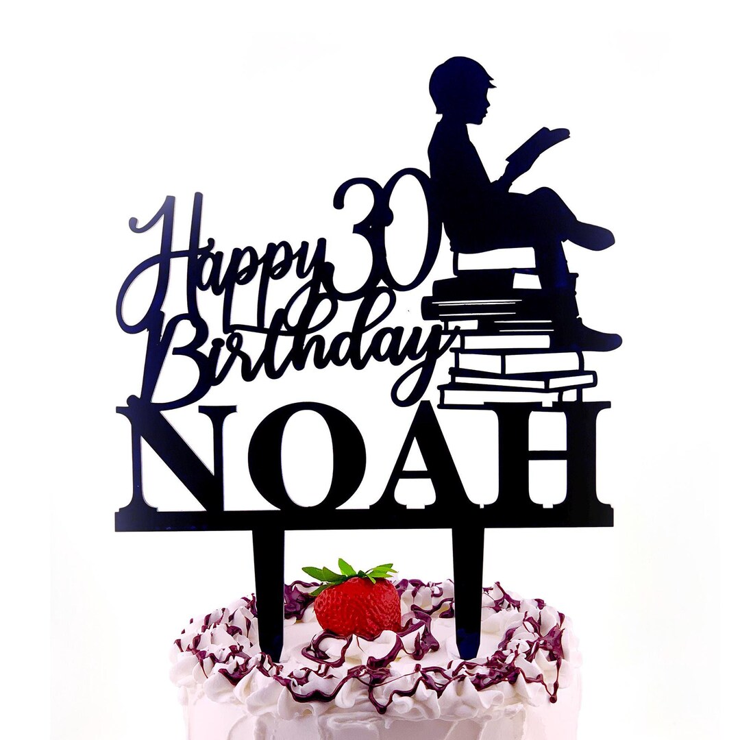 Book Birthday Cake Topper, Book Worm Cake Topper, Reading Cake Topper ...