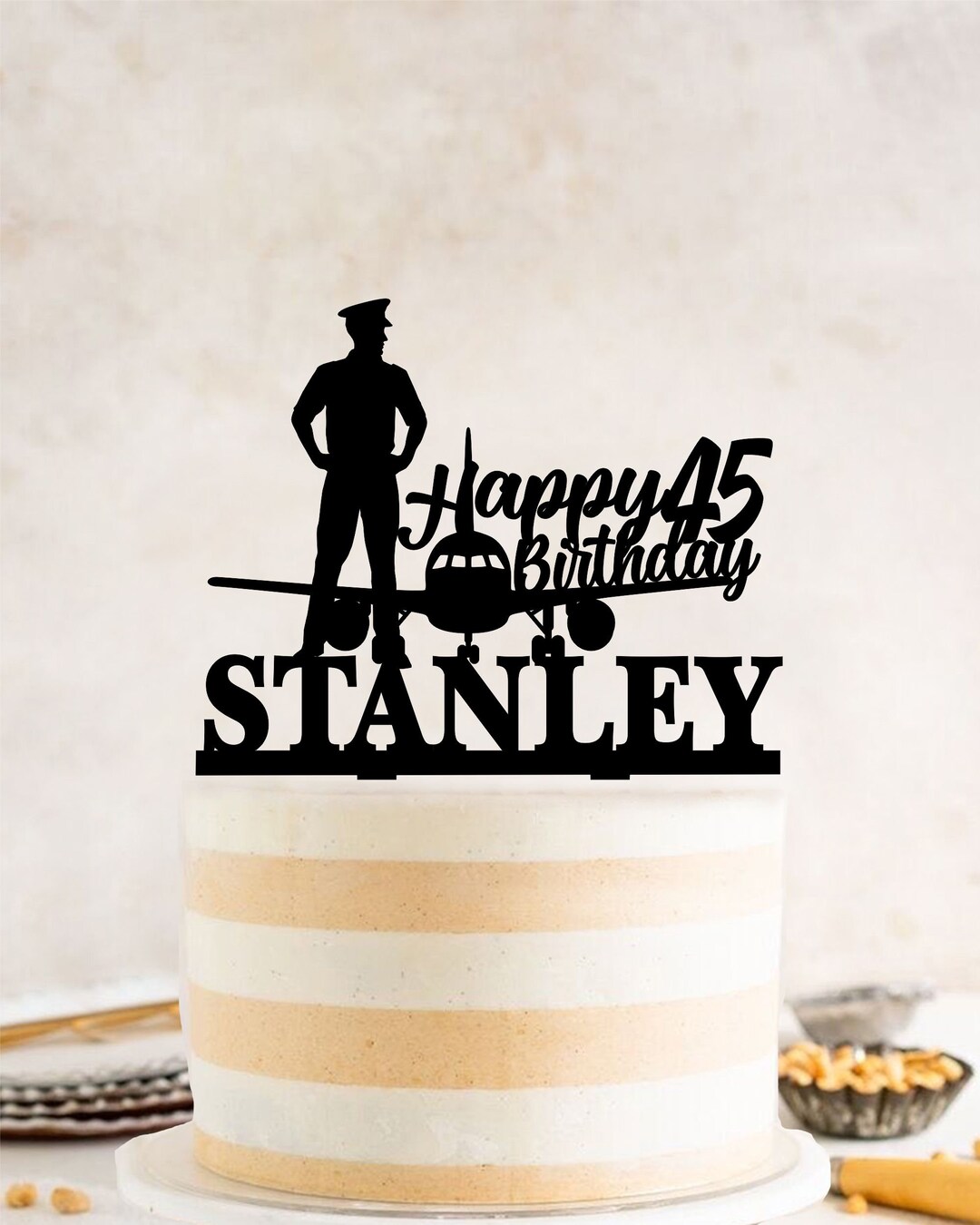 Birthday Cake Topper Aviation, Pilot Cake Topper, Personalized Cake ...