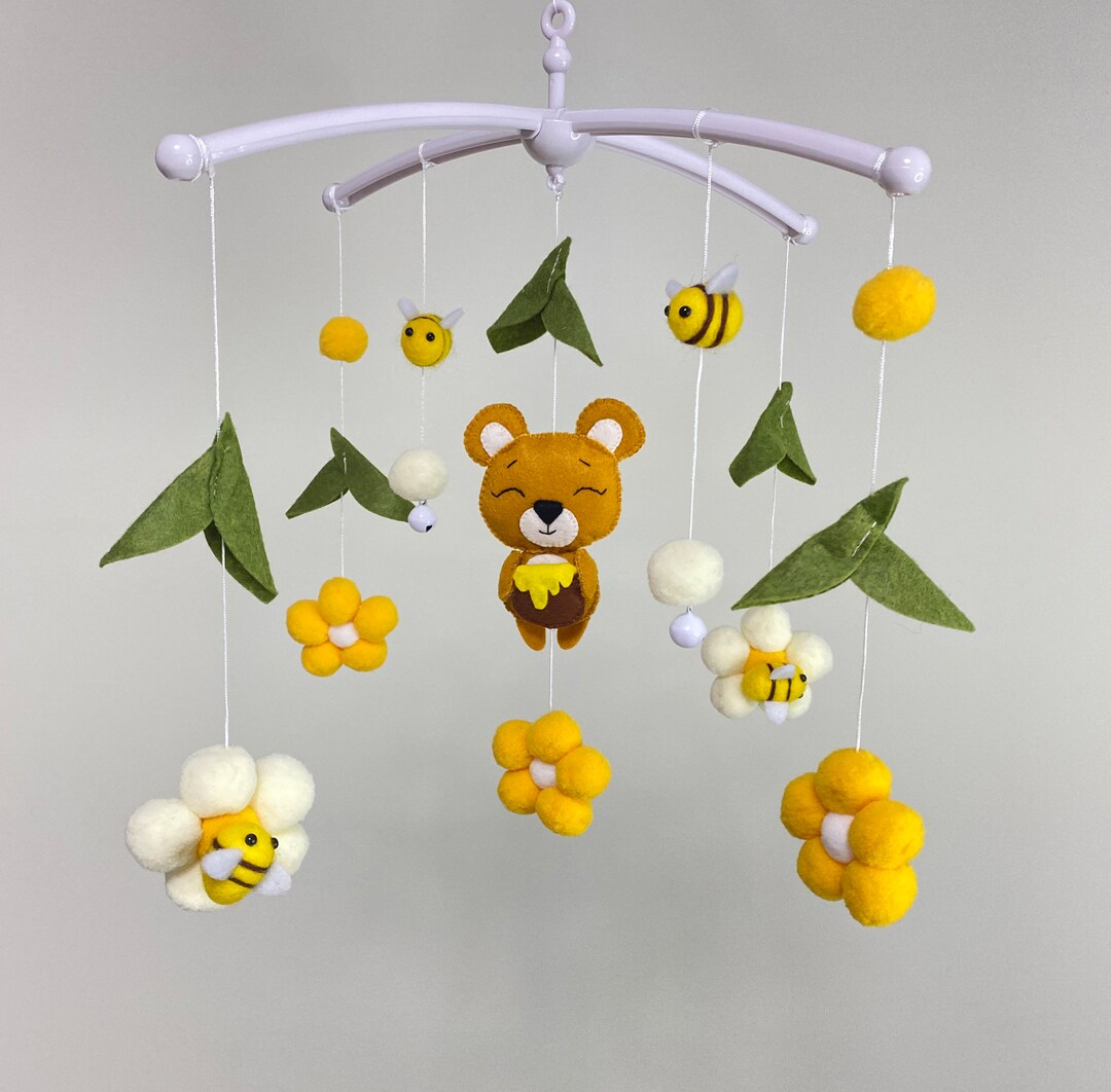 Bear Mobile, Bee Mobile, Bumblebee Flowers, Felt Mobile Honey Bee ...