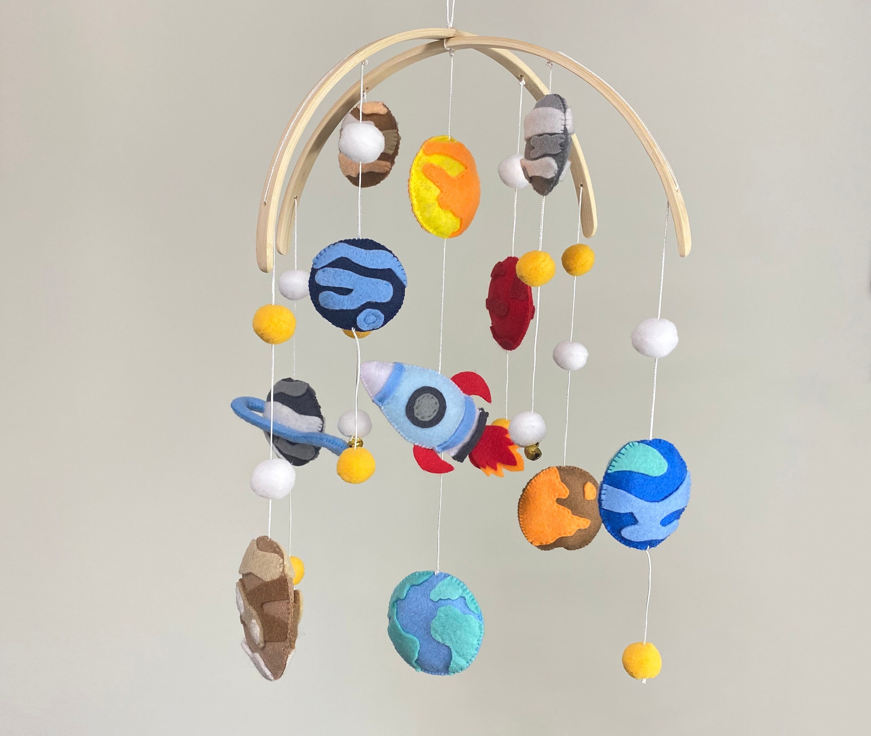 Solar System Baby Mobile Felt Spaceship and Planets Crib Decoration ...