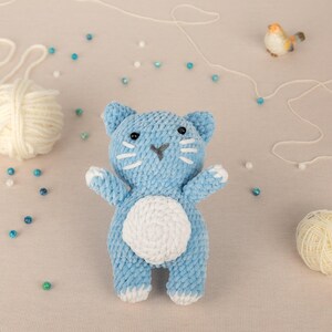 Blue Crochet Cat Plushie, Stuffed Cat Plush Toy, Gift for Kids - Etsy