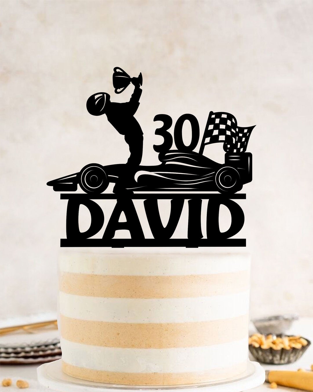 Formula One Birthday Cake Topper, F1 Racing Happy Birthday Topper, Race ...