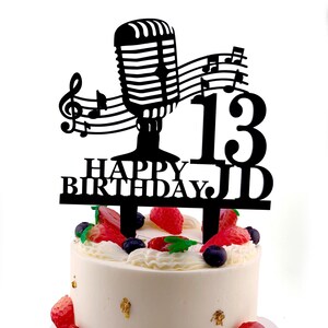 Microphone Birthday Cake Topper, Custom Name Cake Topper, Music Cake ...