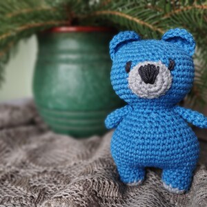 Light Blue Crochet Bear Plushie, Handmade Bear Plush Toy, Gift for Baby ...