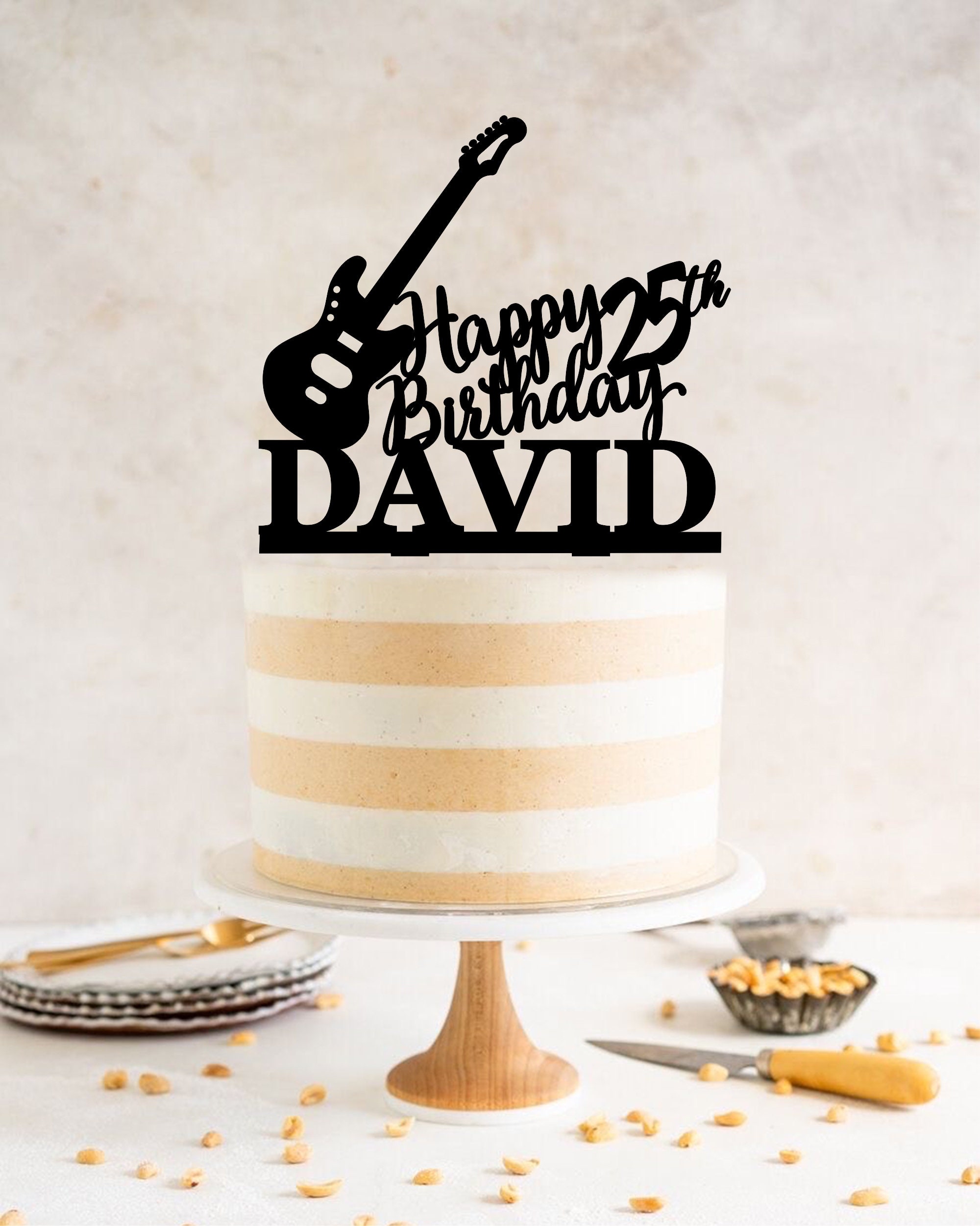 Guitar Cake Topper, Birthday Cake Topper, Musician Cake Decorations ...