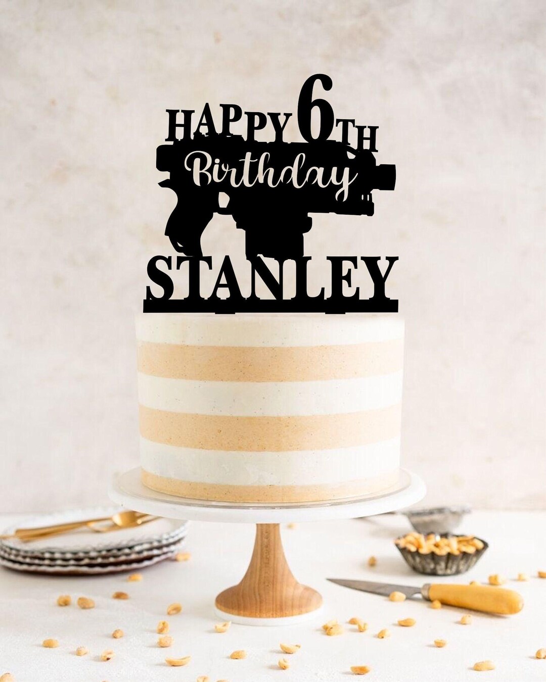Personalized Blaster Cake Topper: Acrylic or Wood, Custom Birthday ...