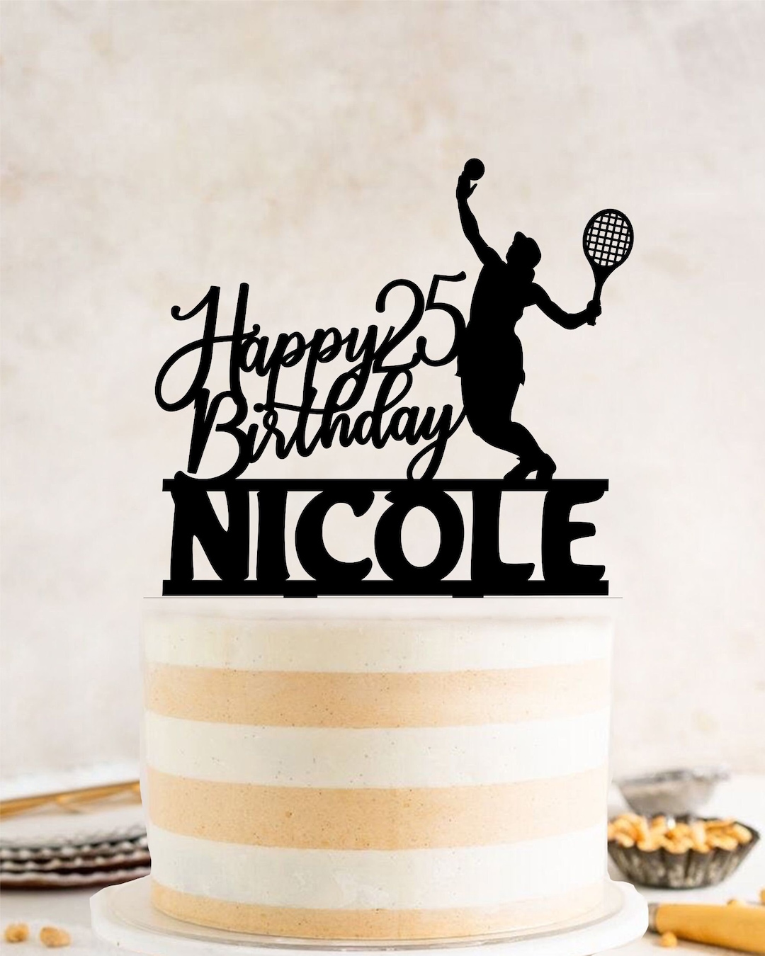Female Tennis Cake Topper, Tennis Birthday Cake Topper, Sports Cake ...