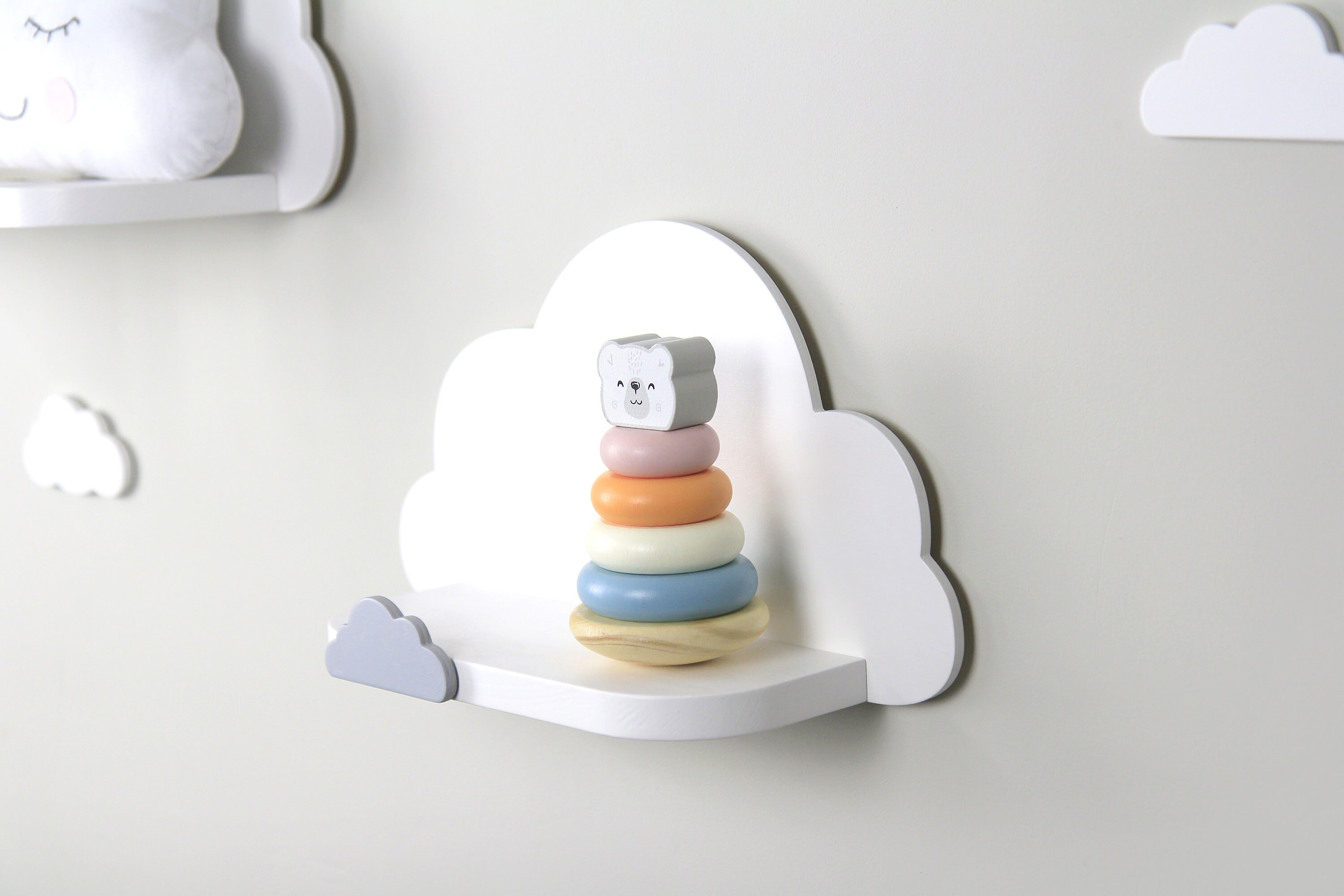 Cloud Bookshelves, White Wood Shelf, Toddler Nursery Decor, Kids Toys ...