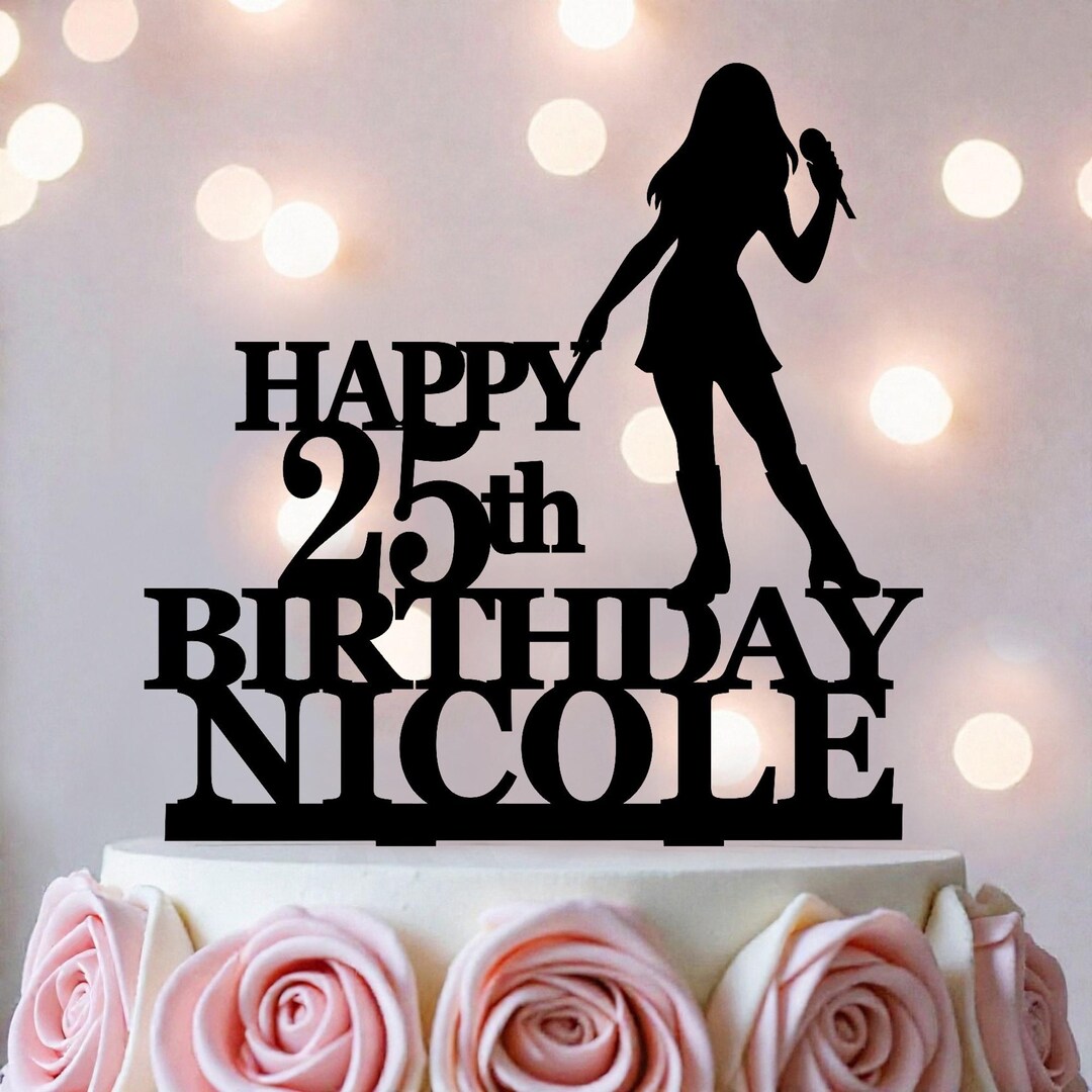 Personalized Singer Birthday Cake Topper: Microphone Karaoke Music ...