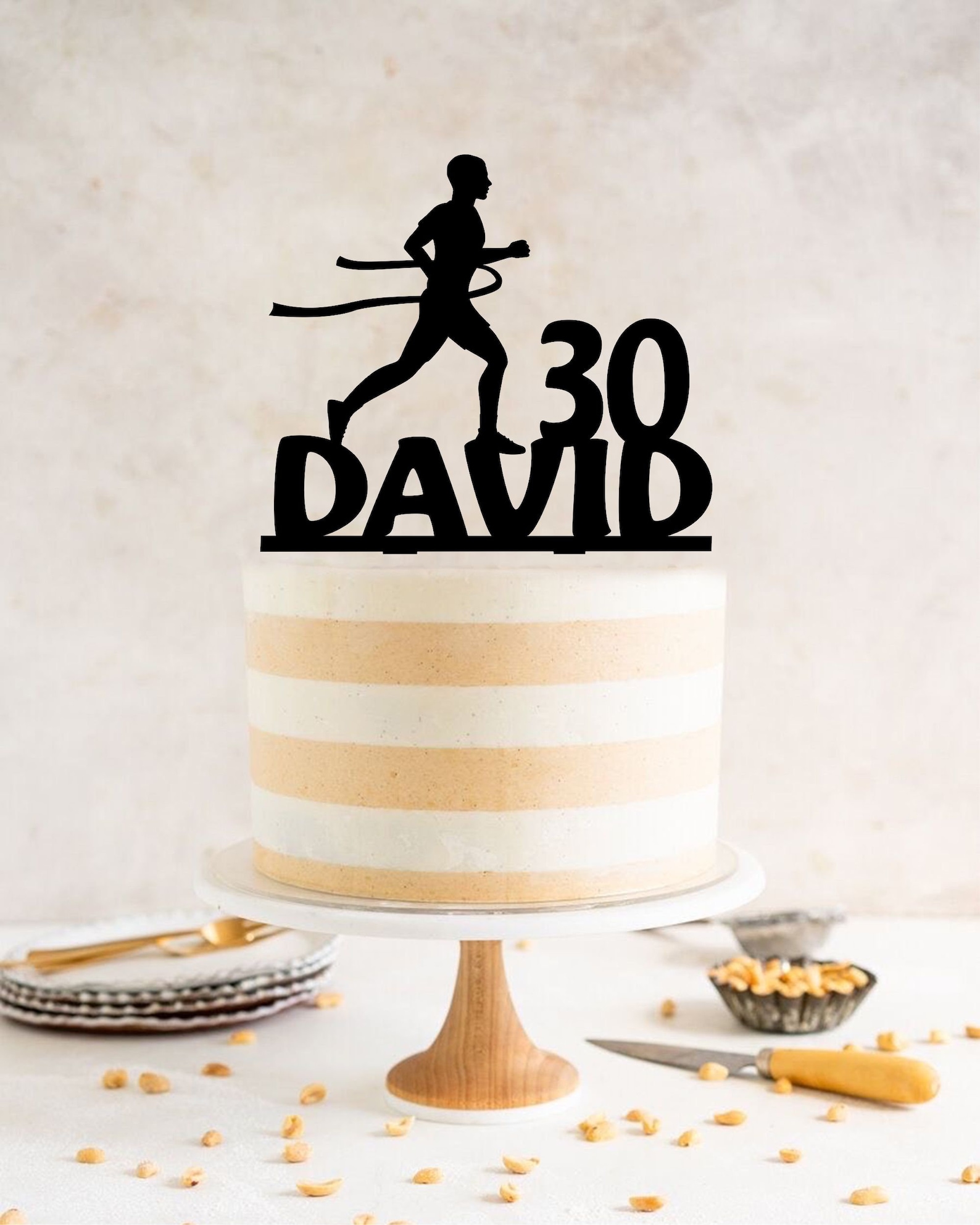 Male Runner Birthday Cake Topper, Custom Running Man Cake Topper ...