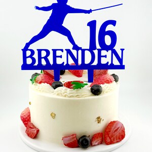 Fencing Birthday Cake Topper With Name, Personalised Cake Topper ...