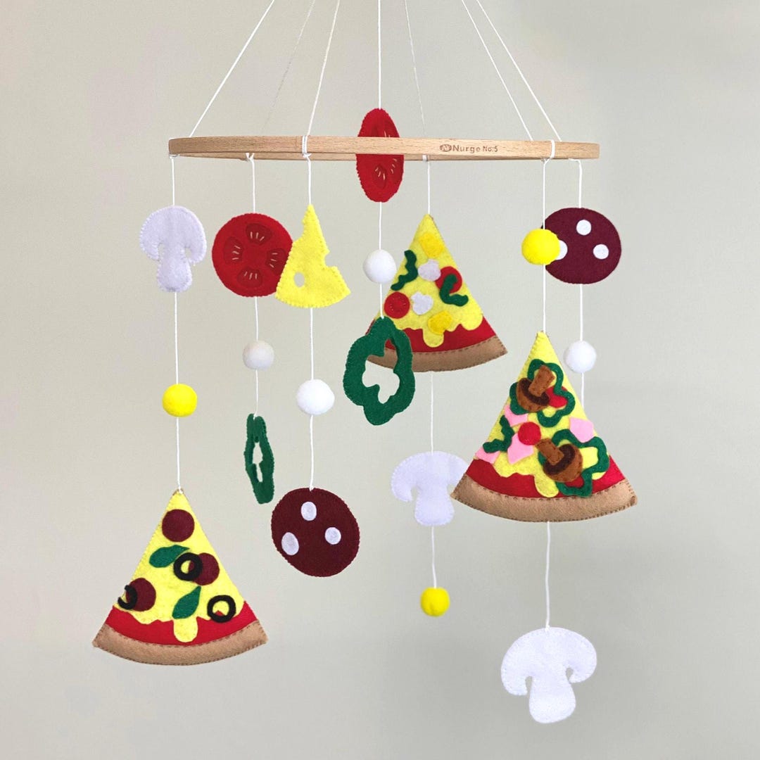 Baby Mobile Felt Pizza, Food Theme Crib Mobile, Pepperoni Pizza Lover ...
