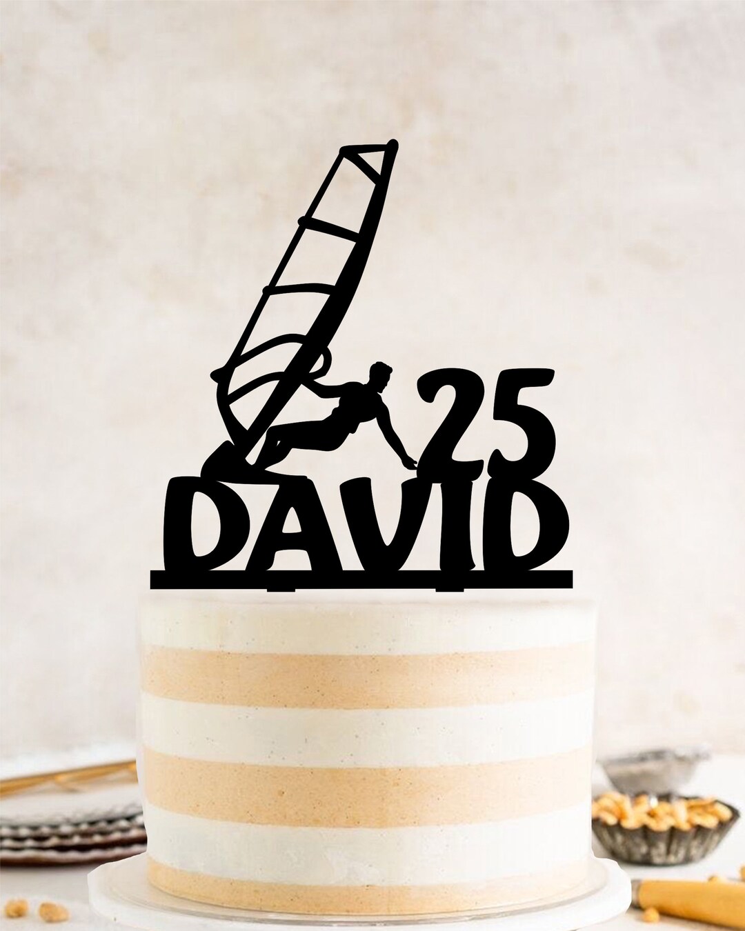 Windsurf Cake Topper, Wind Surfing Birthday Decoration, Name and Age ...