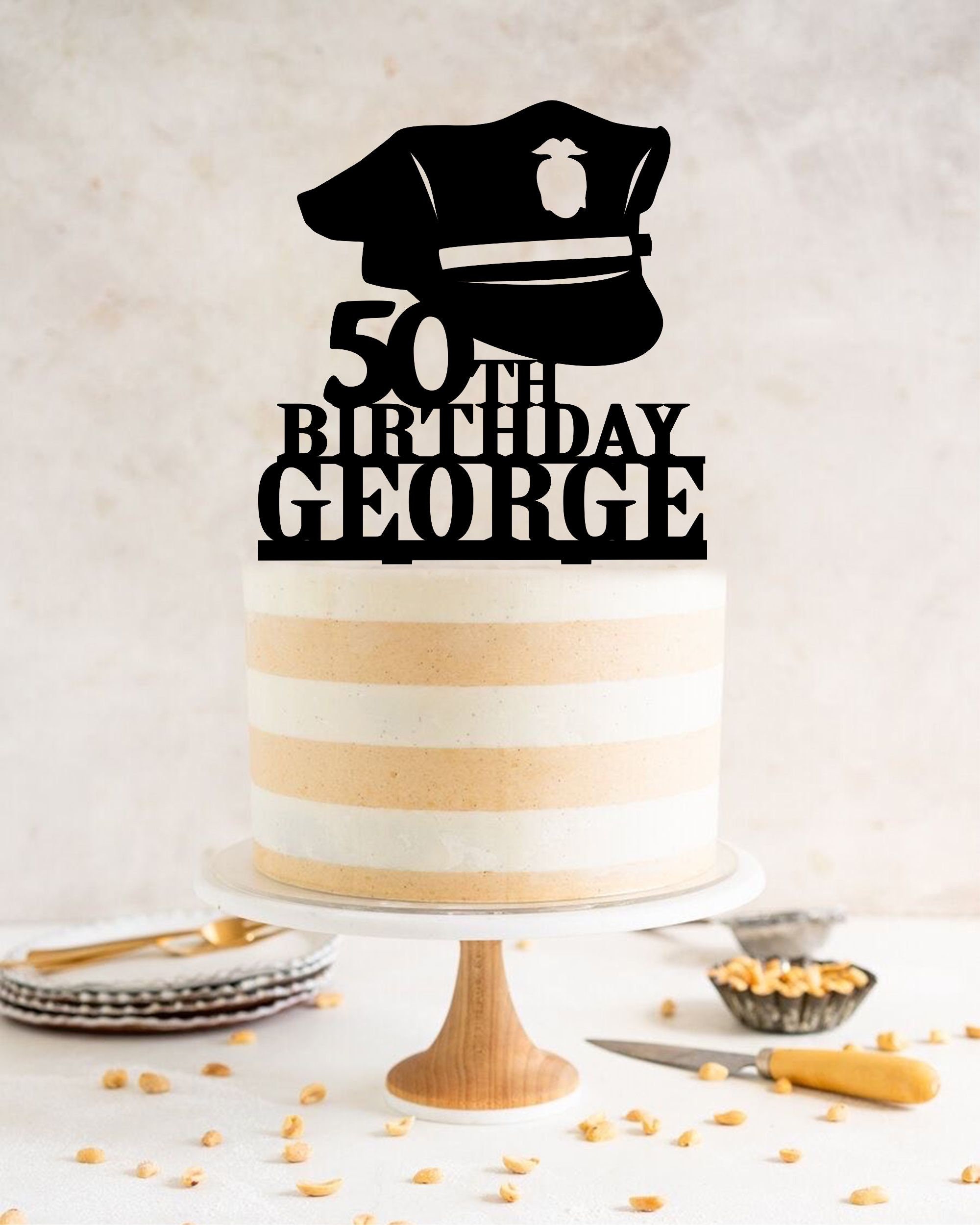 Police Officer Cake Topper, Birthday Cake Topper, Policeman Hat ...