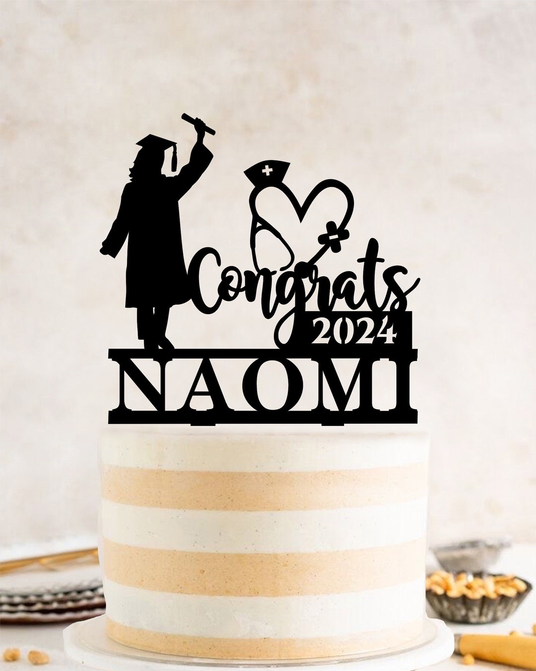Topper de graduación de enfermera, topper de pastel de graduado de ...