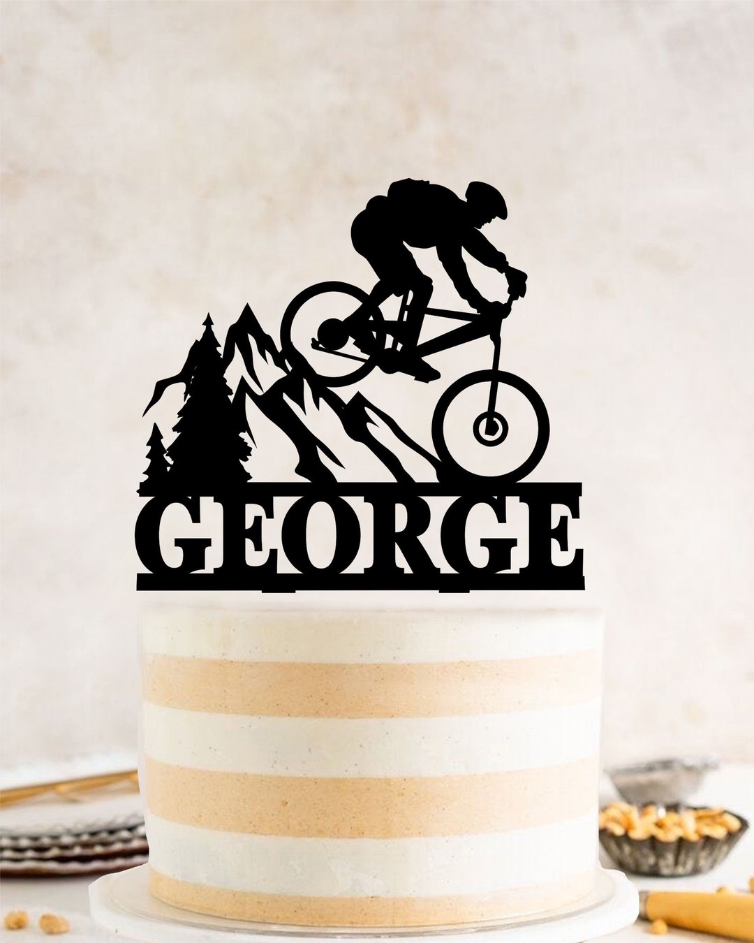 Mountain Biking Cake Topper, MTB Rider Birthday Topper, Bike Cake ...